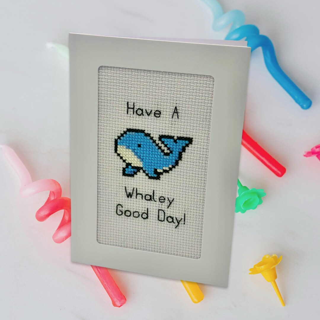 Have A Whaley Good Day Cross Stitch Card - Etsy