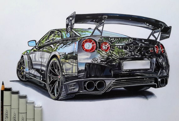 Japan Car Art Print Drawing as Poster Artwork Gift Idea - Etsy
