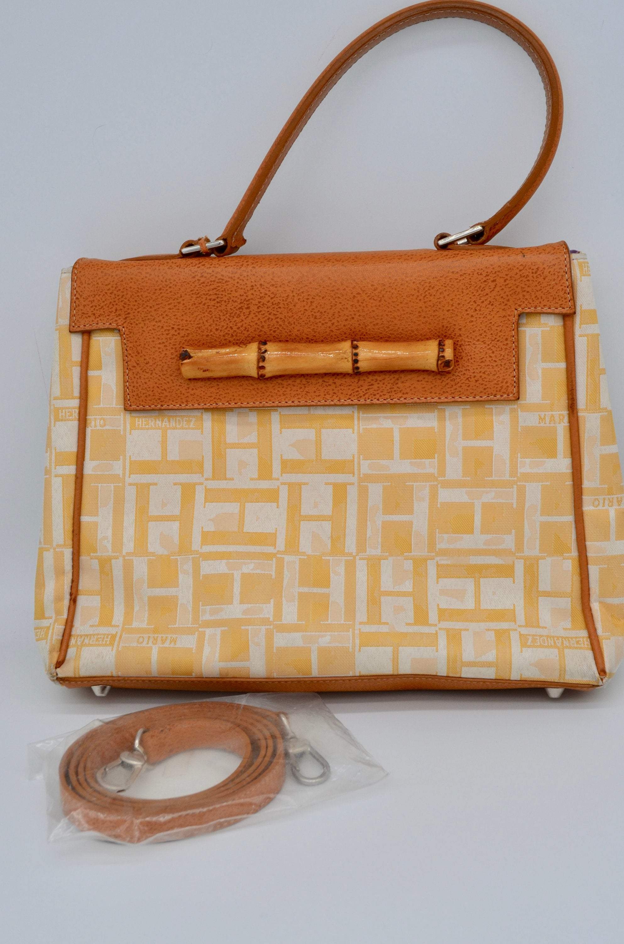 Mario Hernandez Signature Orange Canvas Leather Crossbody Satchel ...
