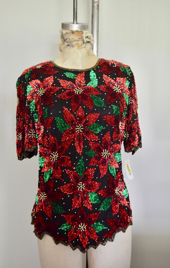 nwt scala vintage poinsettia - Gem