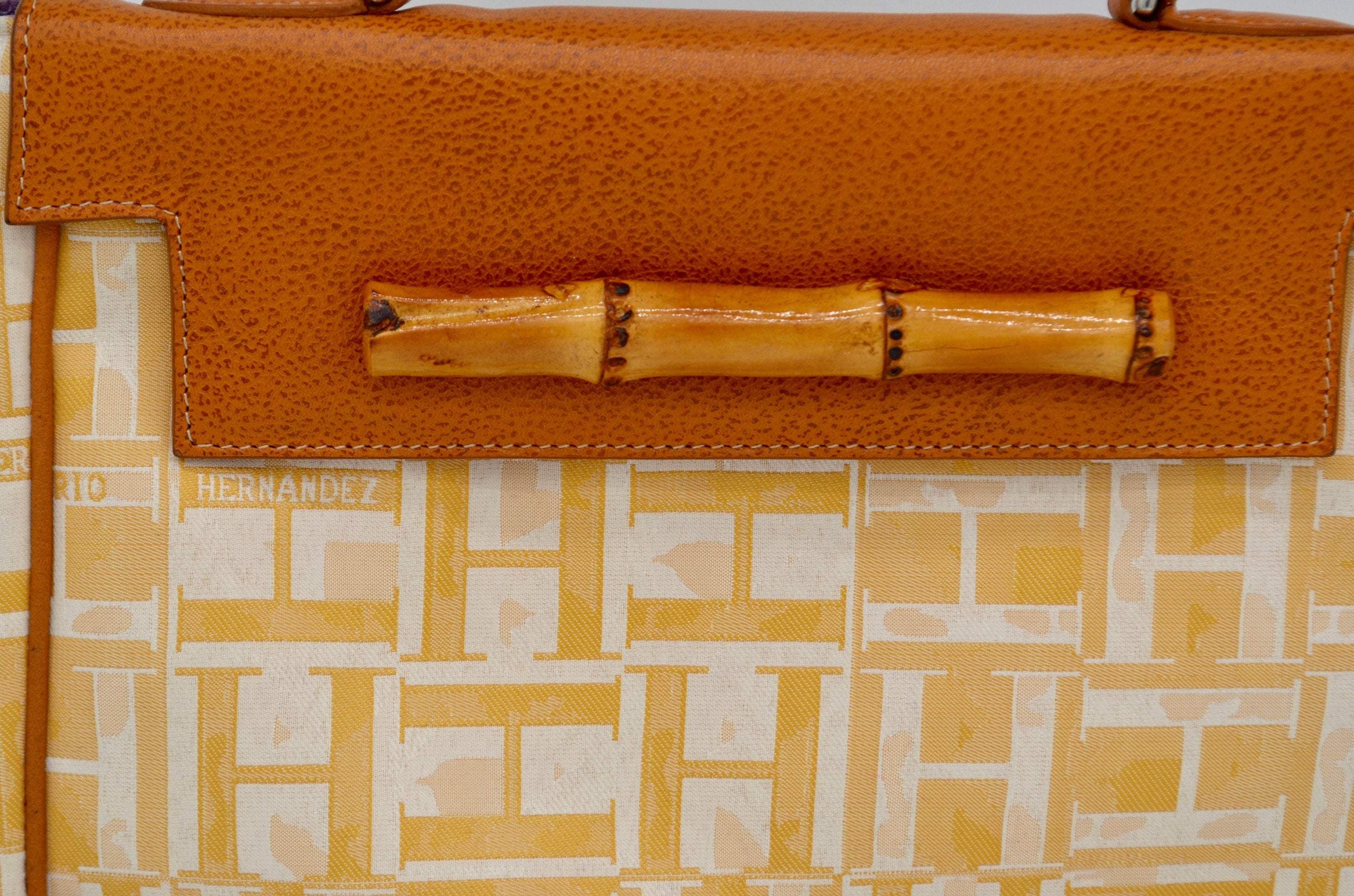 Mario Hernandez Signature Orange Canvas Leather Crossbody Satchel ...