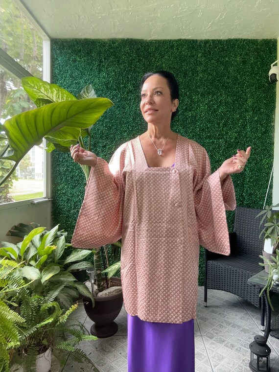 Original Kimono Vest Japanese Rose Origami Pattern Wo… - Gem