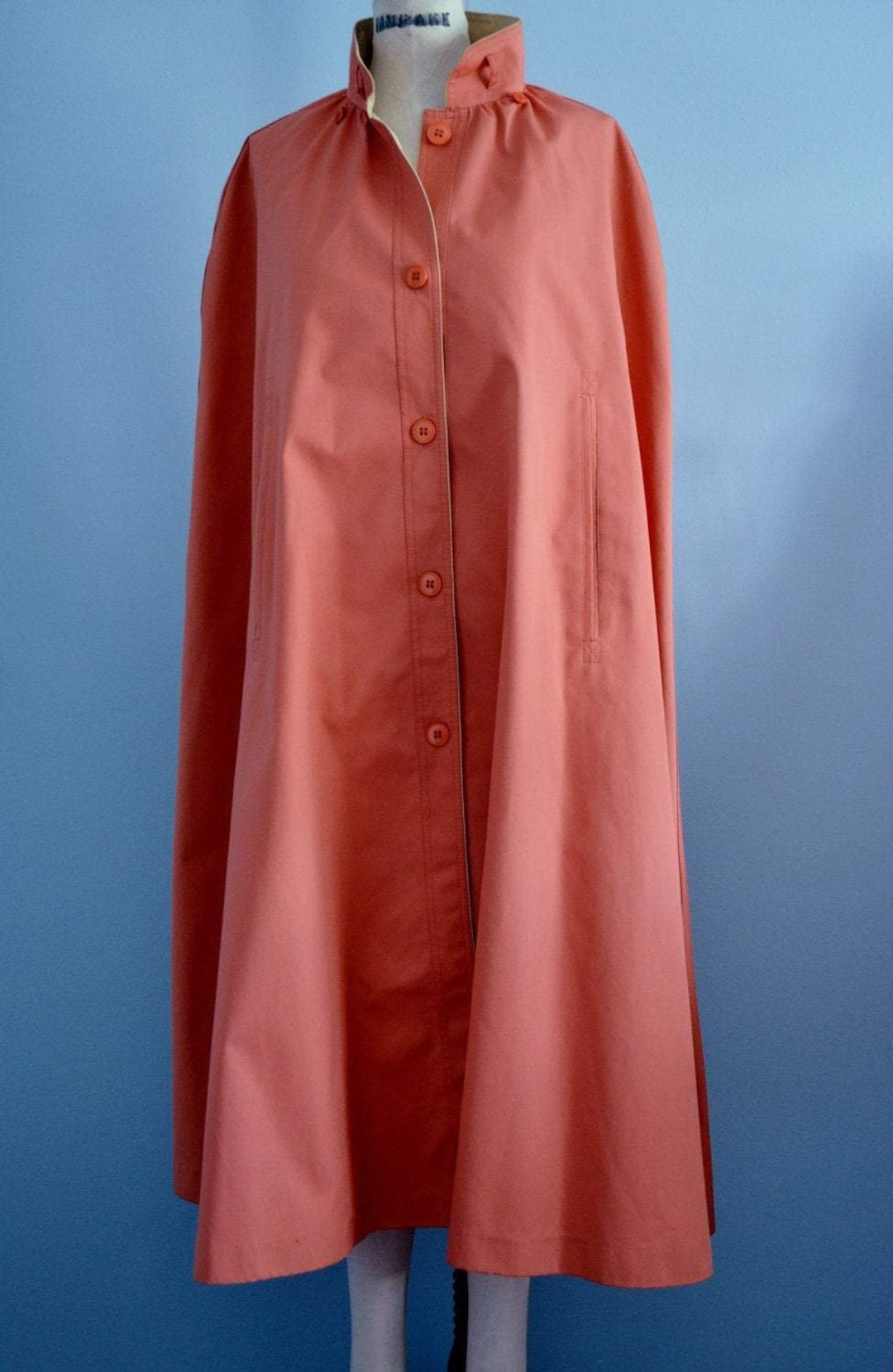 Mod A-line Peach Cape Rain Coat Raindrops Water Repellency - Etsy