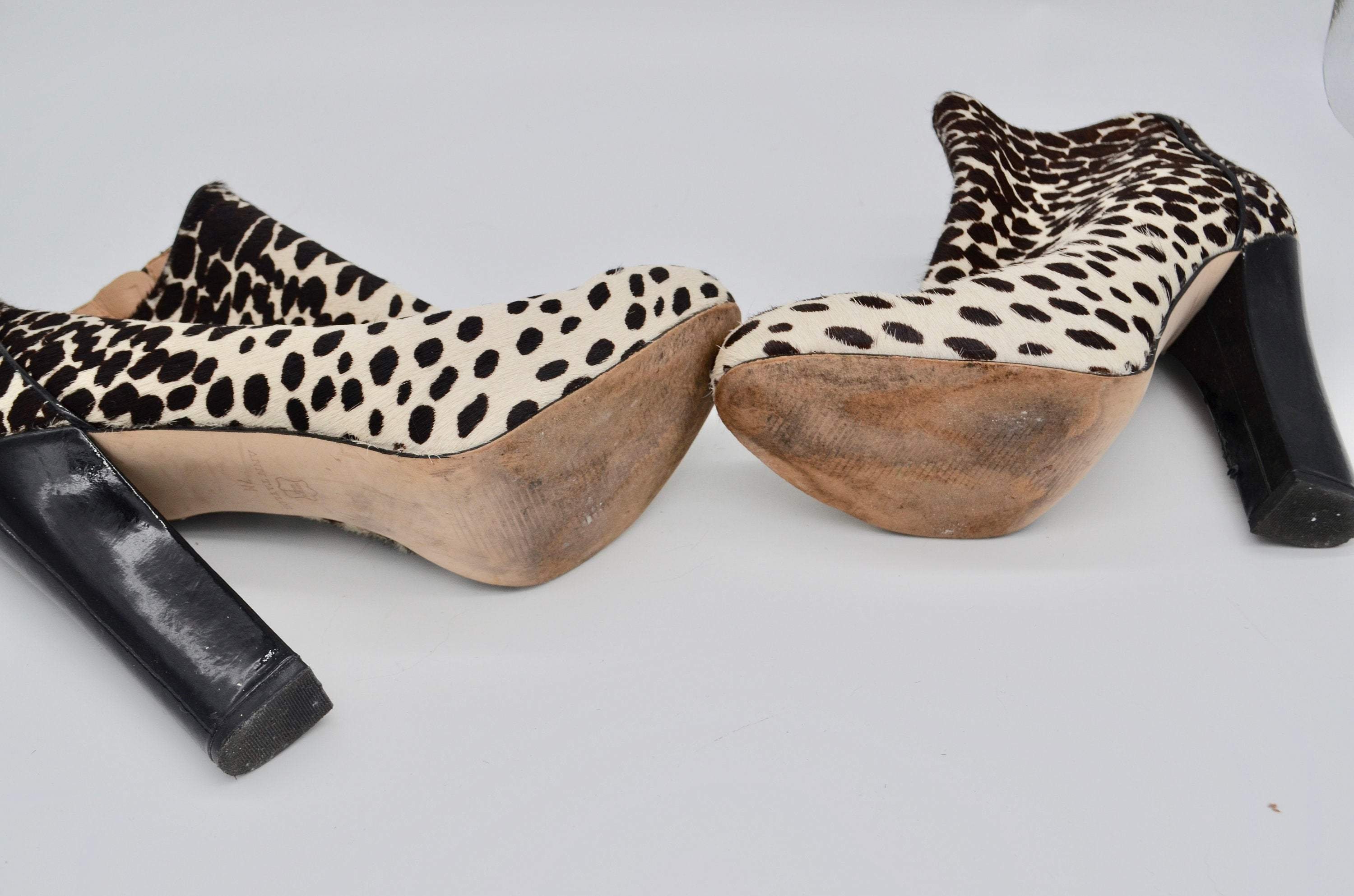 Anne Klein Animal Print Botines Botines de Cuero Leopardo-Estampado ...