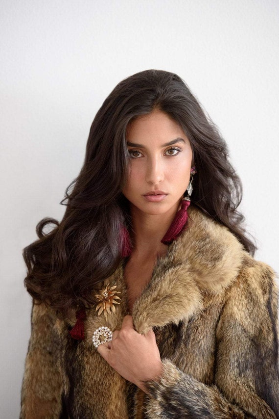 Boho Chic Fur French Ladies Rabbit Fur Coat Jacket Caramel - Etsy