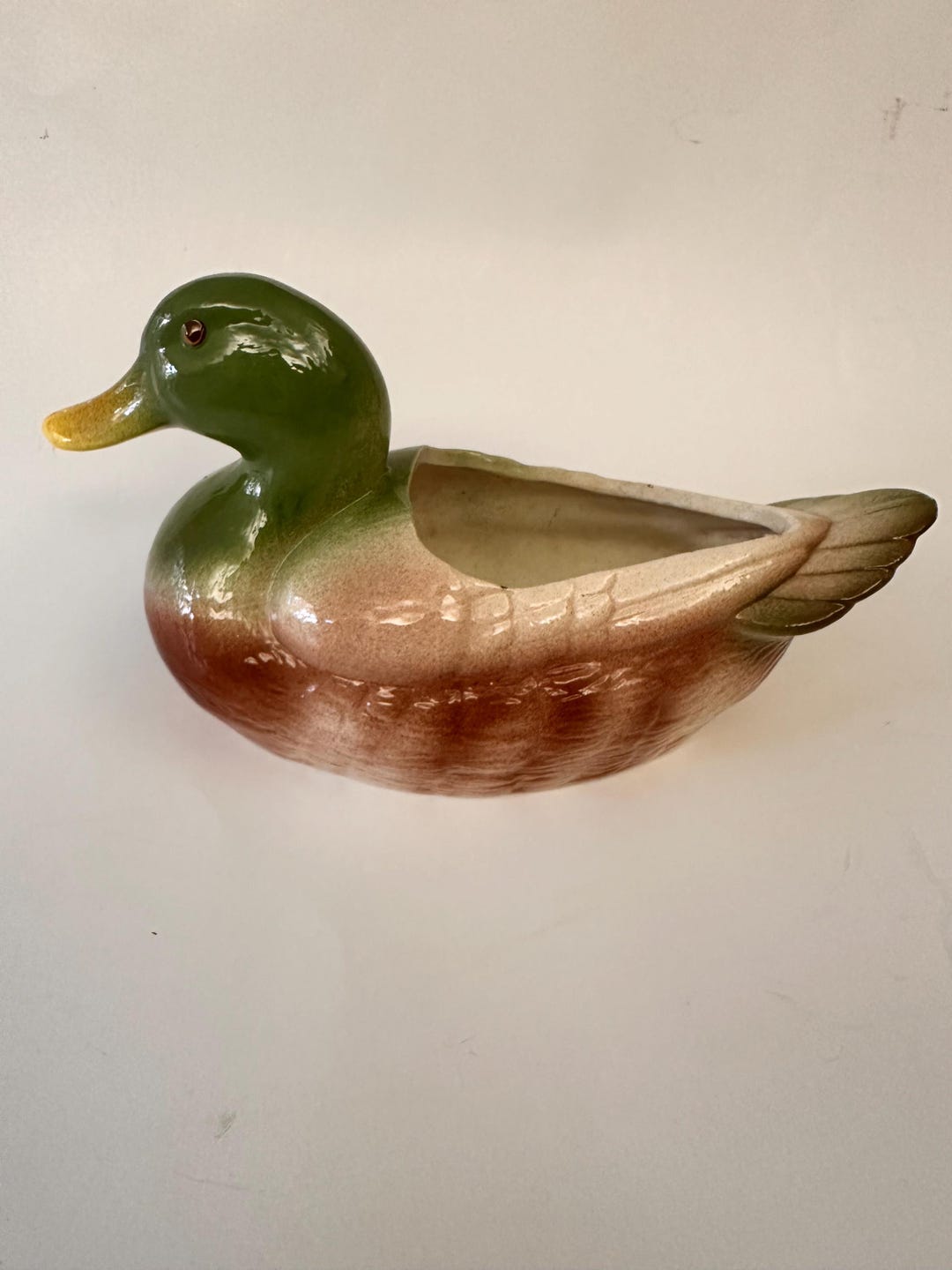 Vintage Ceramic Mallard Duck Planter Vase Decor - Etsy