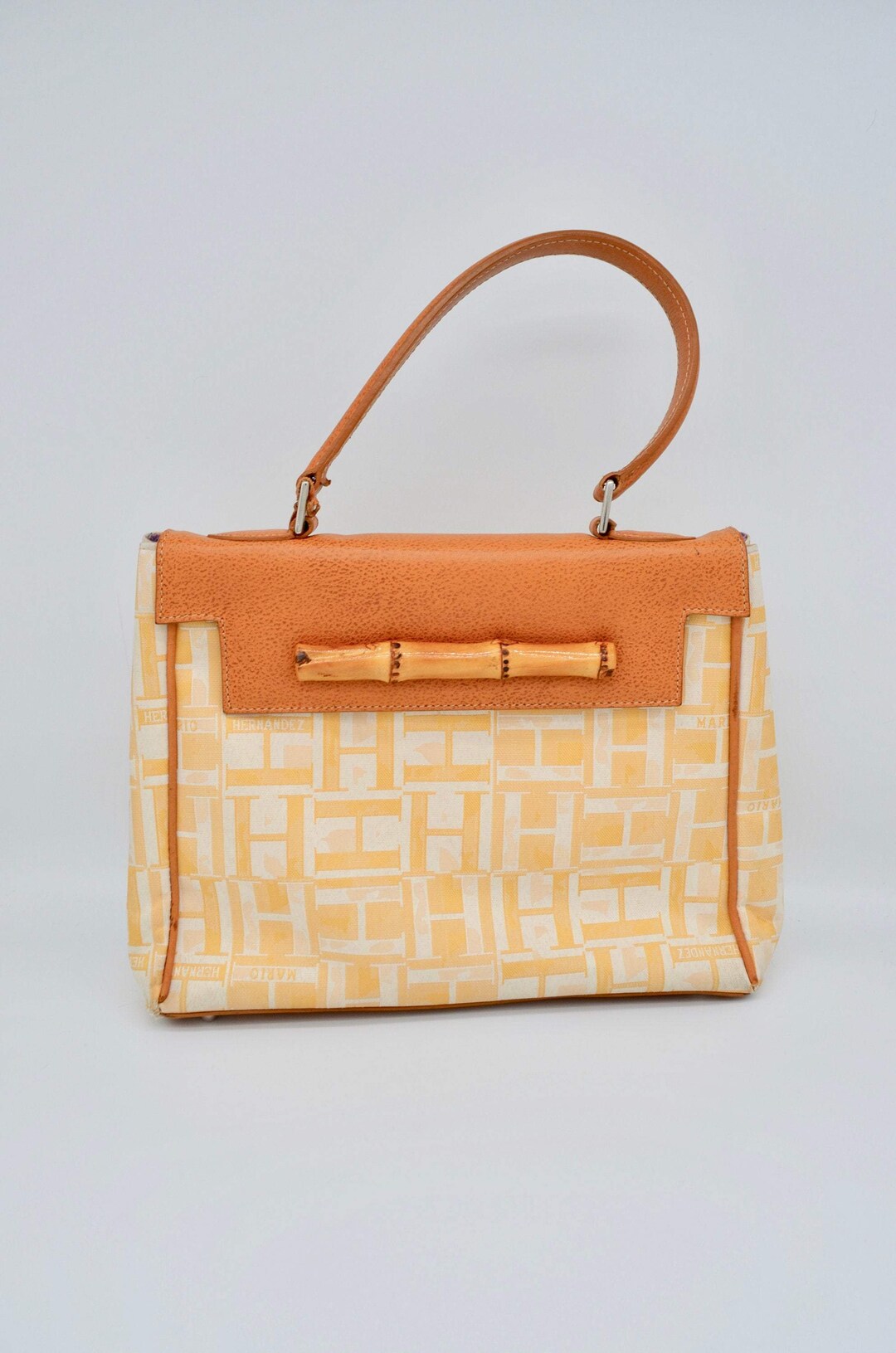 Mario Hernandez Signature Orange Canvas Leather Crossbody Satchel ...
