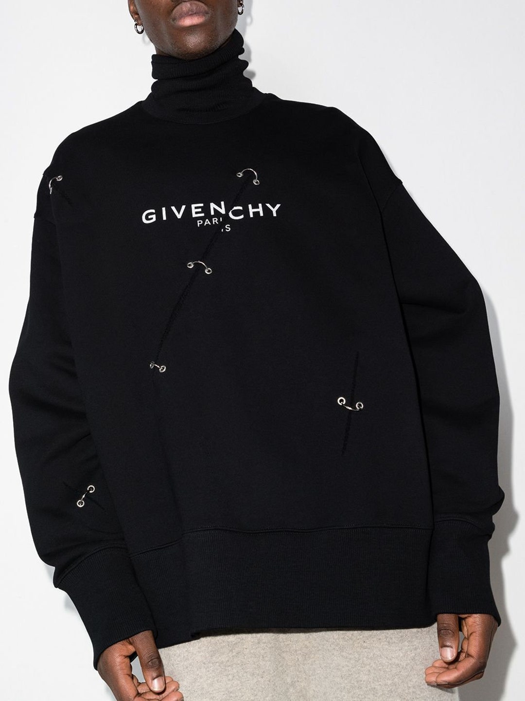 Givenchy Black Logo Print Eyelet Detailing Sweatshirt Authentic Italian ...