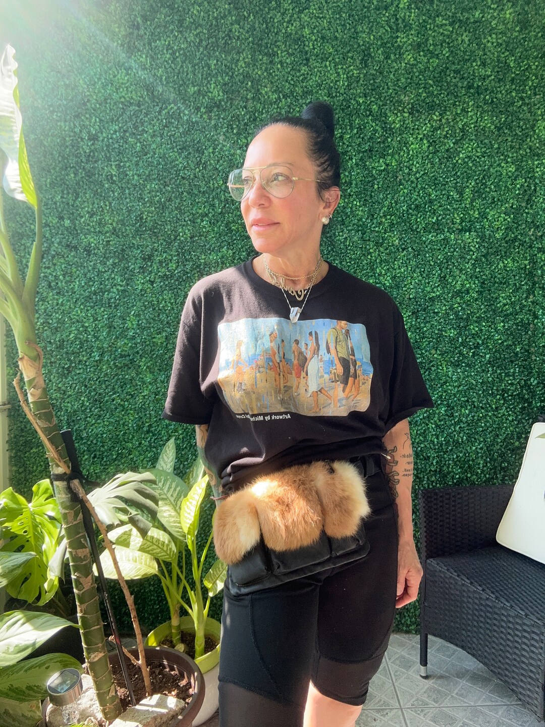 New Old Stock Fiore Leather and Fox Fur Foxy Fanny Pack Cross Body Bag ...