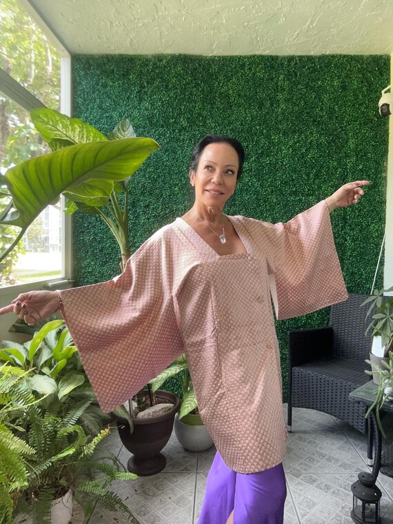 Original Kimono Vest Japanese Rose Origami Pattern Wo… - Gem