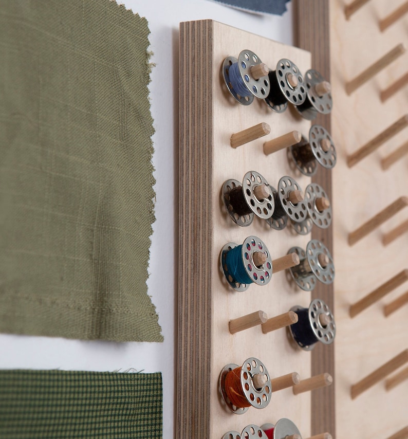 Bobbin Spool Storage Tidy Wall Mini Pegboard Sewing Gift Birch Ply Peg ...