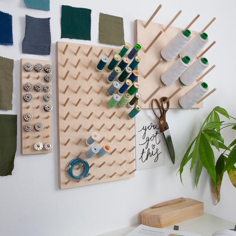 Thread Storage Wall Organiser Birch Plywood Spool Rack Sewing - Etsy