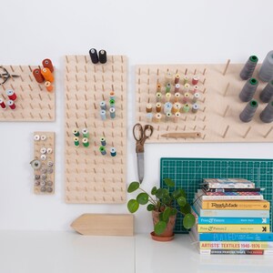 Bobbin Spool Storage Tidy Wall Mini Pegboard Sewing Gift Birch Ply Peg ...
