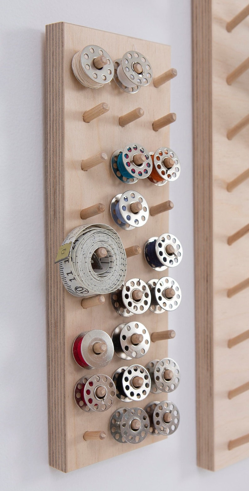 Bobbin Spool Storage Tidy Wall Mini Pegboard Sewing Gift Birch Ply Peg ...