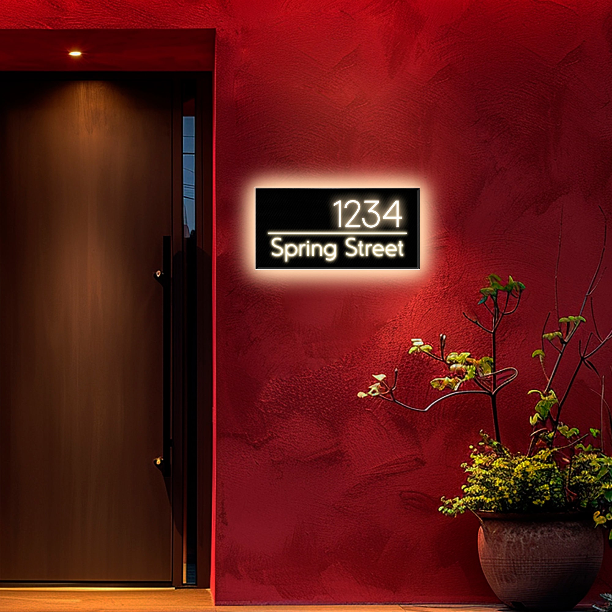 LED House Sign, Backlit Sign, Illuminated Address Plaque, Modern Clean ...