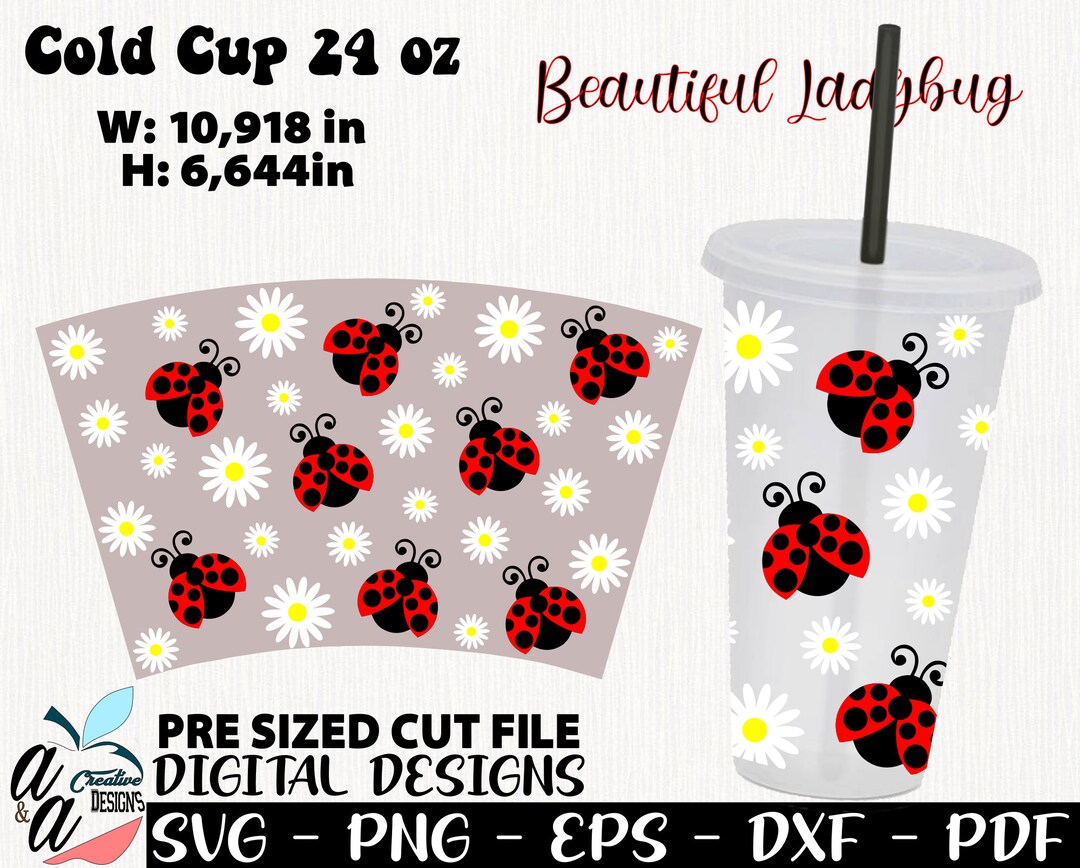 Daisy Flowers Svg, Ladybug Cup 24 Oz, Ladybug and Flowers Svg, Ladybug ...