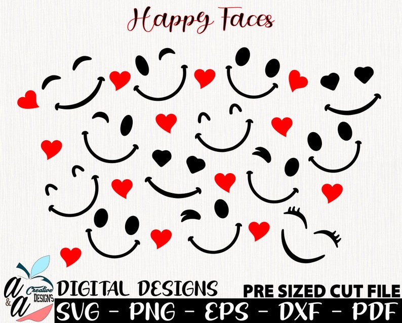 Happy Faces Svg Happy 24 Oz Faces Svg Cute Faces Svg - Etsy