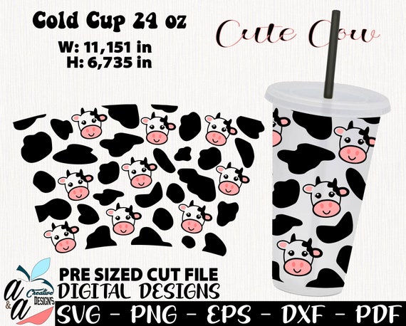 Cow Cup Not Hole Cow Wrap 24 Oz Funny Cow Designs Cute Cow - Etsy