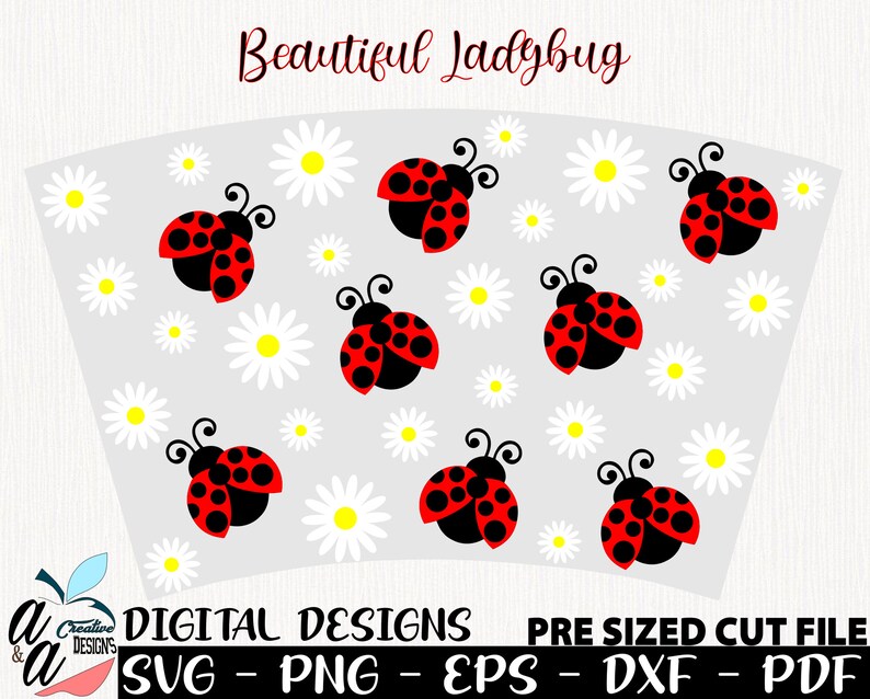 Daisy Flowers Svg, Ladybug Cup 24 Oz, Ladybug and Flowers Svg, Ladybug ...