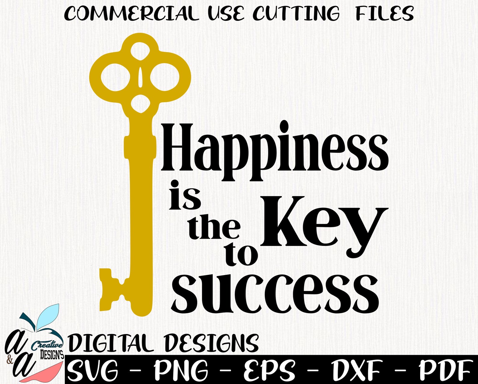 Happiness is the Key to Success svg Key to Success svg Gold | Etsy