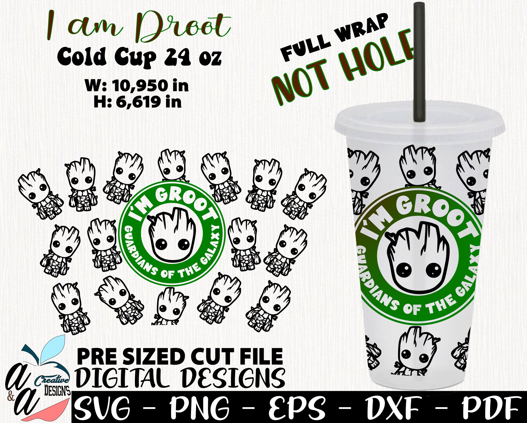 I Am Groot Cup 24 Oz Galaxy Svg Movie Cup Groot Full Wrap - Etsy
