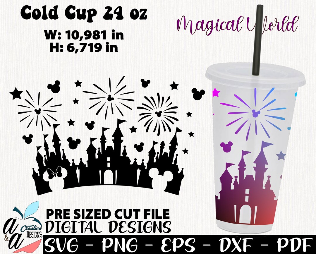 Castle Cup 24 Oz, Palace Svg, Mouse Wrap Cup, Castle Full Wrap, Magical ...