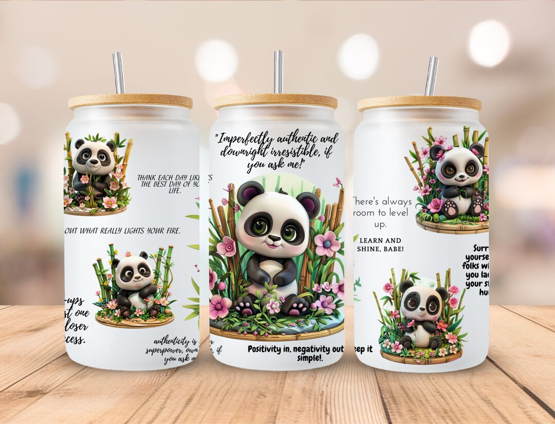 Panda for Sublimation Libbey 16oz, Panda PNG, Panda Bear and Bambu Png ...