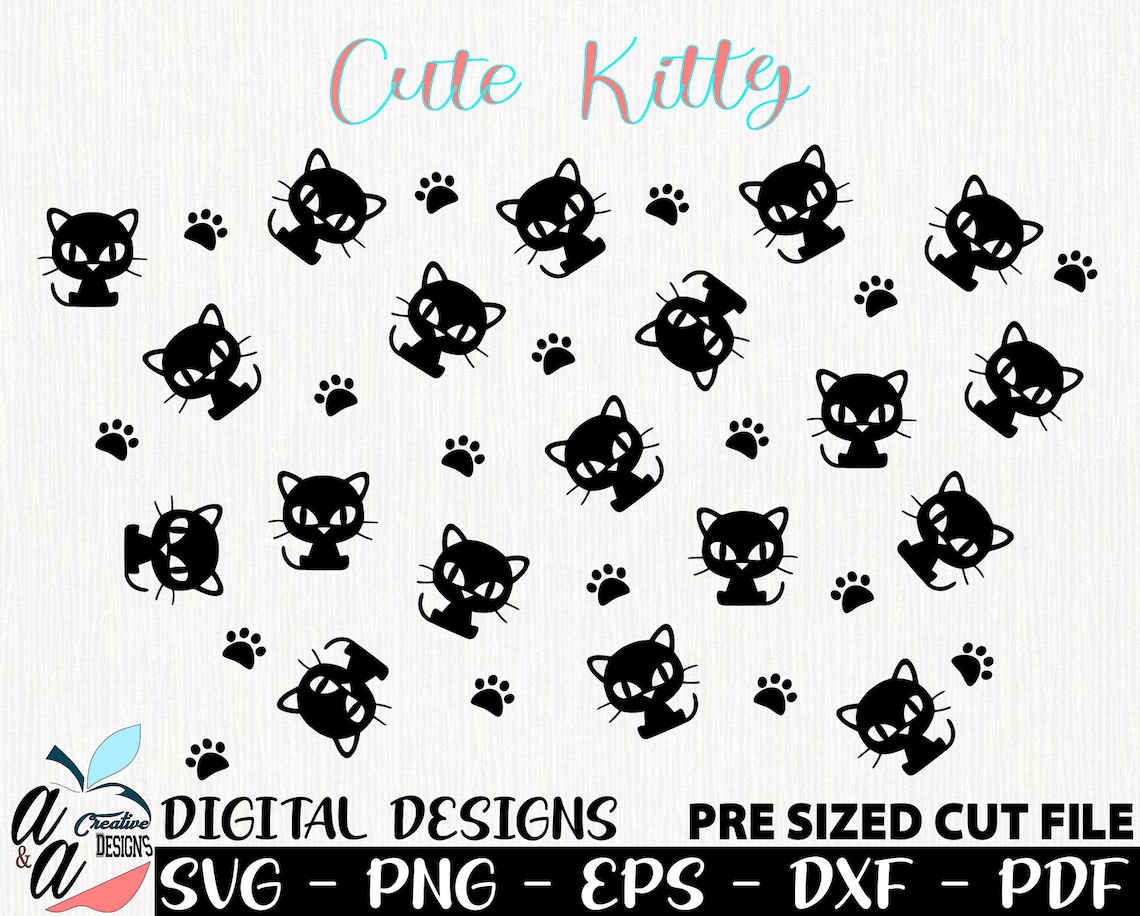 Cute Kitty Svg Kitty Wrap 24 Oz Pet Designs Cat Svg - Etsy