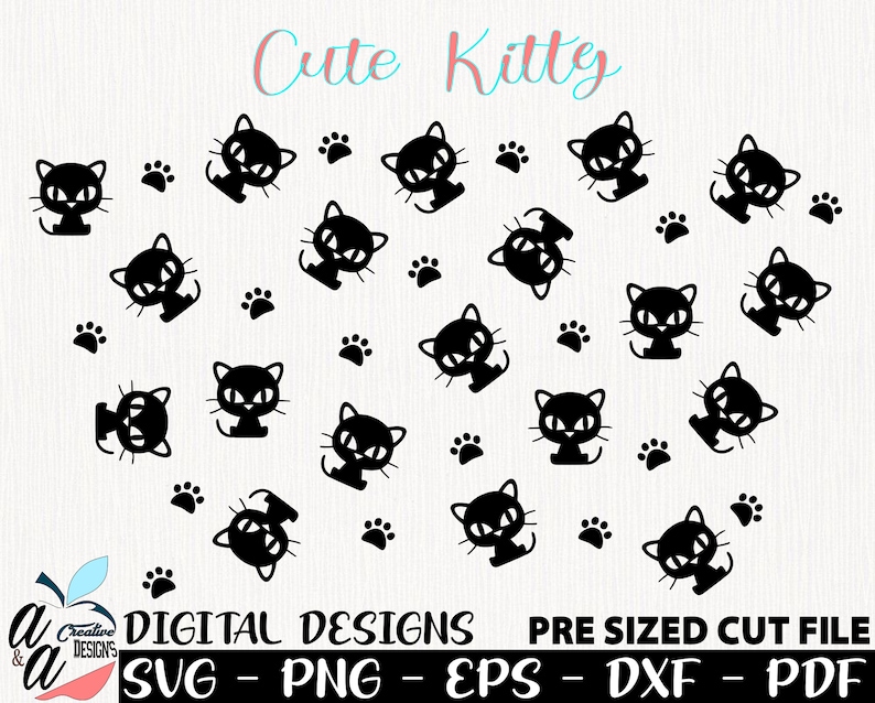 Cute Kitty Svg Kitty Wrap 24 Oz Pet Designs Cat Svg - Etsy