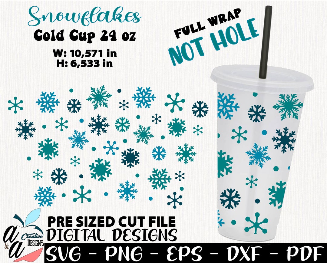 Snowflakes Svg, Snowflakes Cup Not Hole, Snowflakes Full Wrap ...