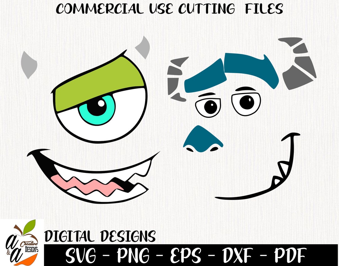 Monster INC Svg - Mike Svg, Png, Eps, Dxf, Pdf – Sully Svg, Png - Pixar ...