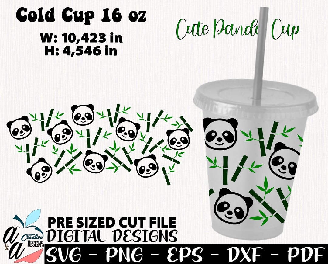 Panda Cup 16 Oz, Panda Svg Cup, Bear Svg, Svg Cup 16 Oz, Svg Design ...