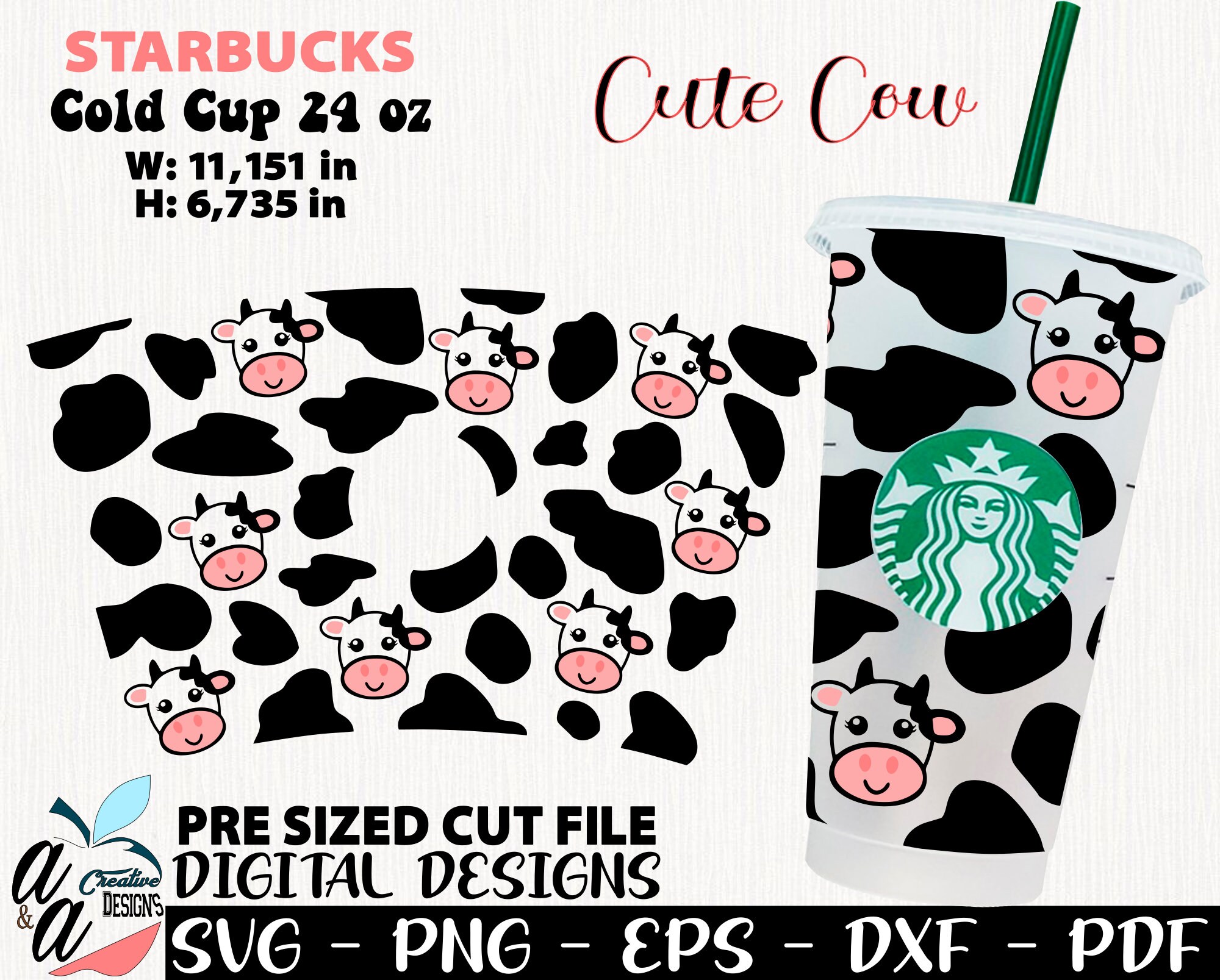 Cow Svg Cow Wrap 24 Oz Funny Cow Designs Cute Cow Cup Pet - Etsy Hong Kong