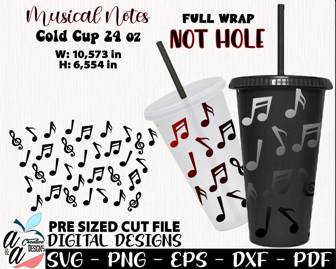 Musical Notes Svg, Musical Notes Cup Not Hole, Musical Notes Full Wrap ...