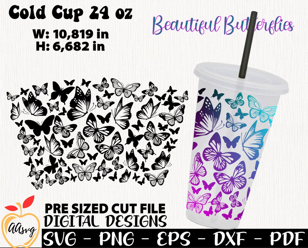 Butterflies Cup, Colorful Butterflies Svg, Butterflies Flying Svg Cup ...