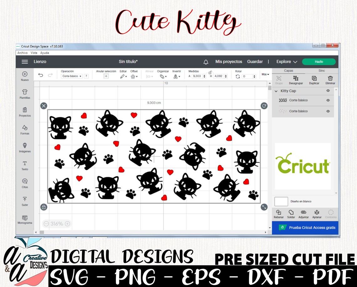 Cute Kitty Svg Kitty Wrap 16 Oz Pet Designs Cat Svg Cap - Etsy