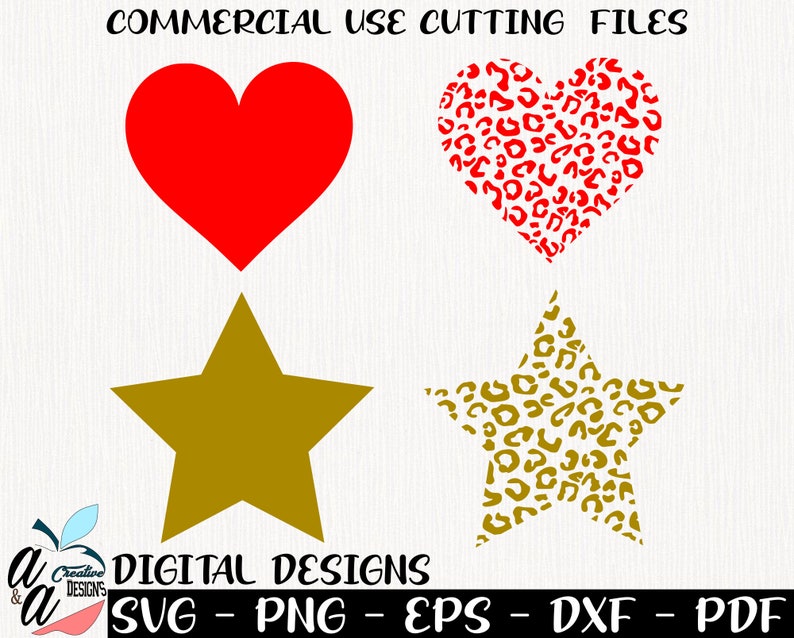Heart svg Star svg Animal print Star svg Animal print heart | Etsy