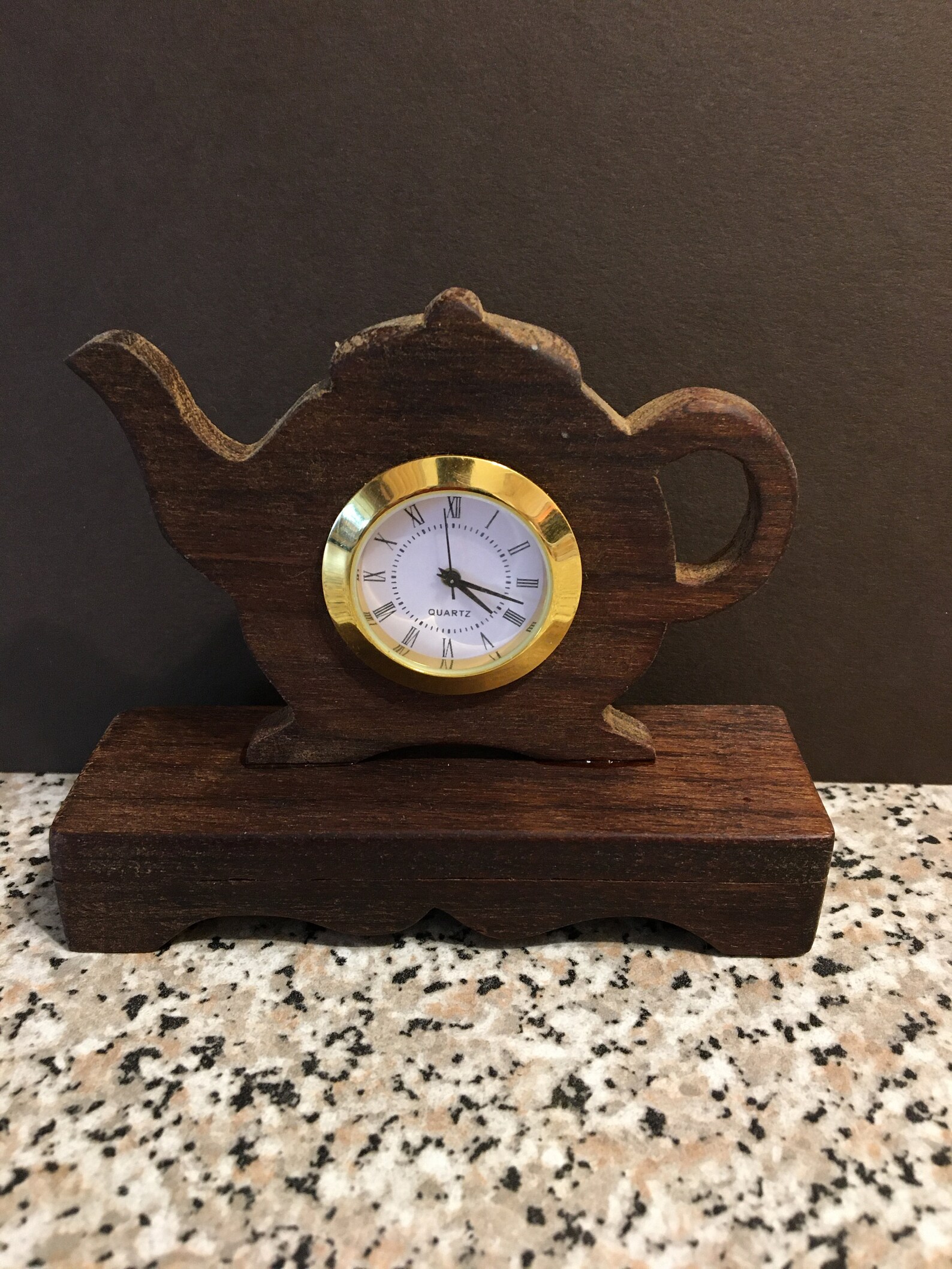 Mini Tea Pot Clock Made From Mahogany 35mm Battery Insert - Etsy UK