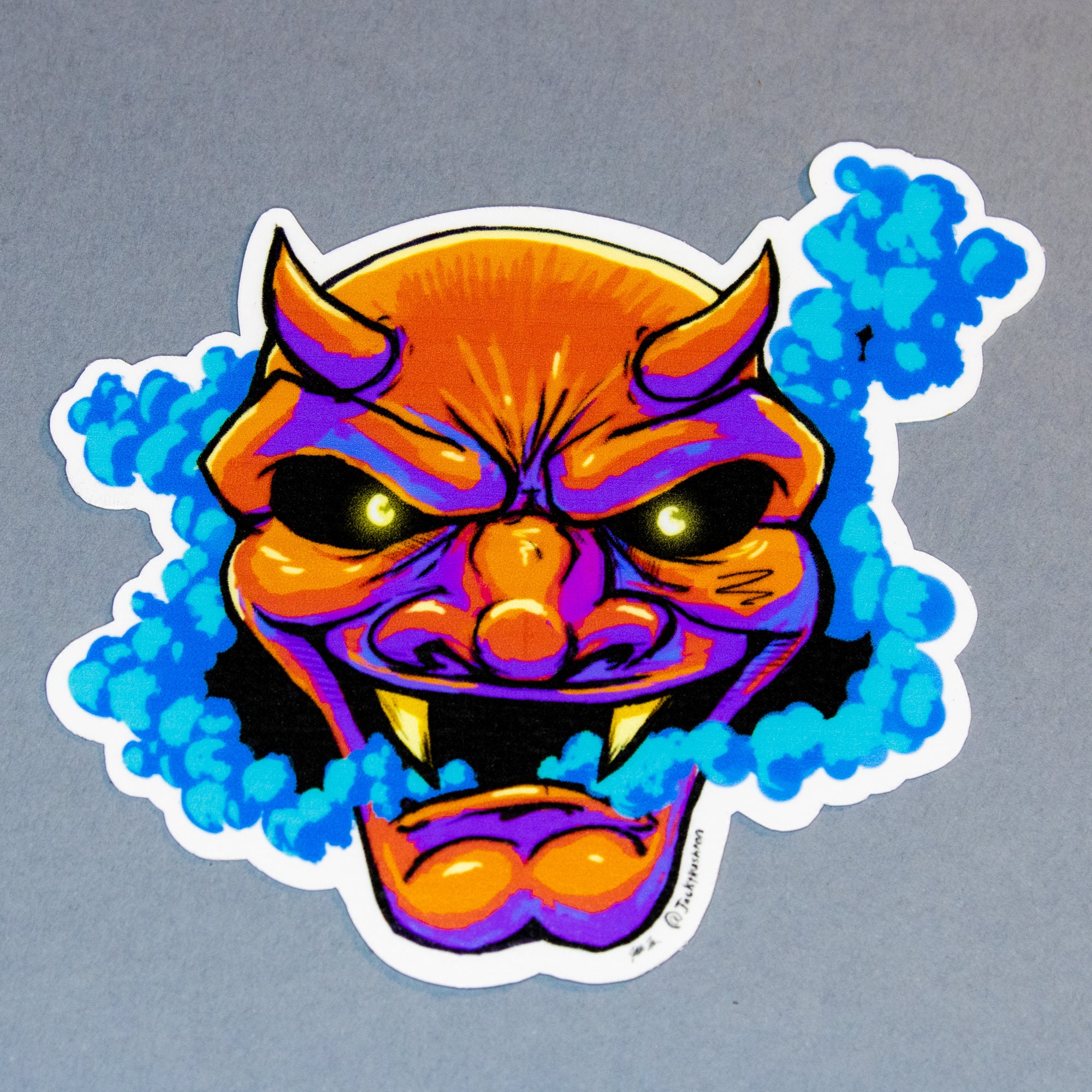 Red Oni Mask Vinyl Sticker, Oni Mask Sticker, Waterproof Vinyl Sticker ...