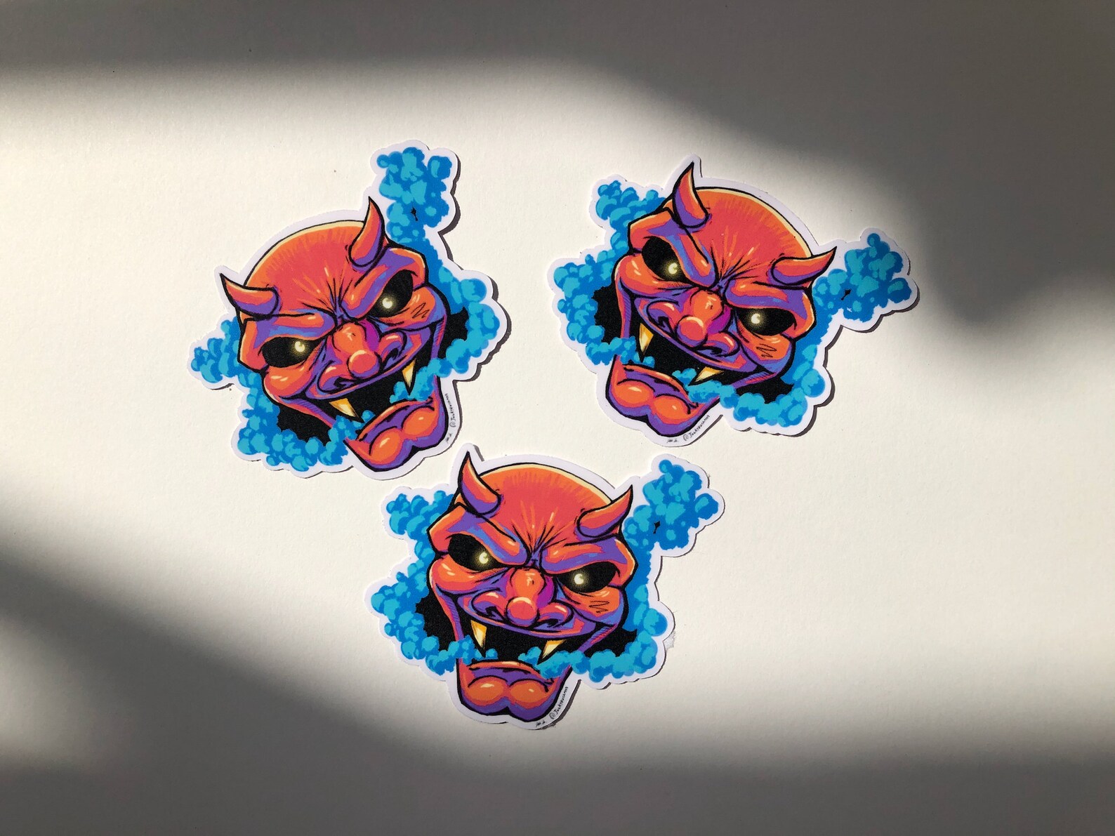 Red Oni Mask Vinyl Sticker, Oni Mask Sticker, Waterproof Vinyl Sticker ...