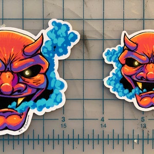 Red Oni Mask Vinyl Sticker, Oni Mask Sticker, Waterproof Vinyl Sticker ...