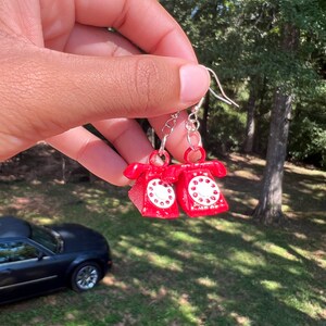 Rotary Phone Earrings | Glossy | Shiny | Weird | Unique| Funny | Dangle ...