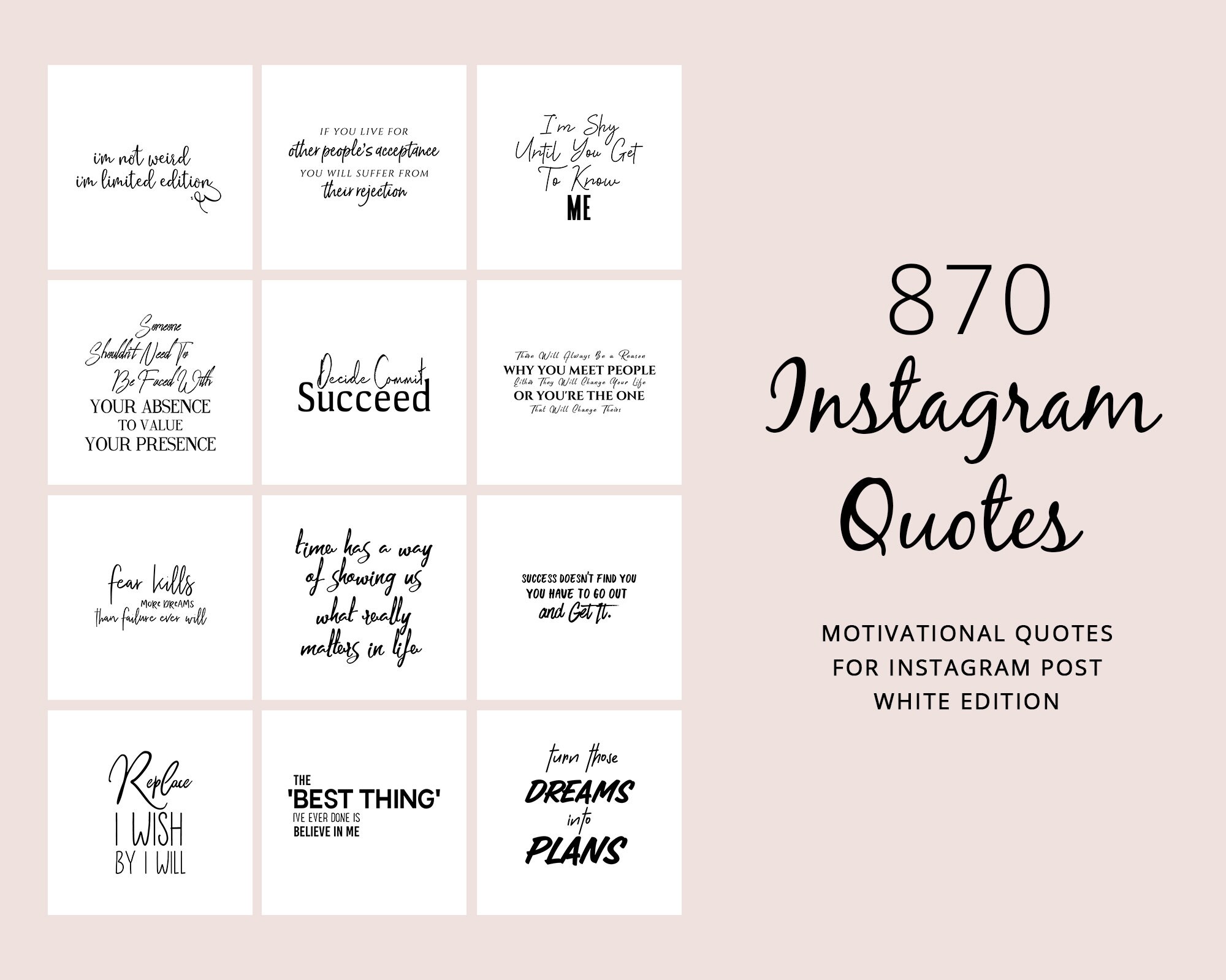 870 Instagram Post Quotes White Edition, Social Media Quotes ...