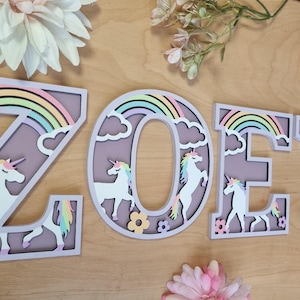 Personalised Unicorn Themed Wall Letters for Children's Room - Etsy
