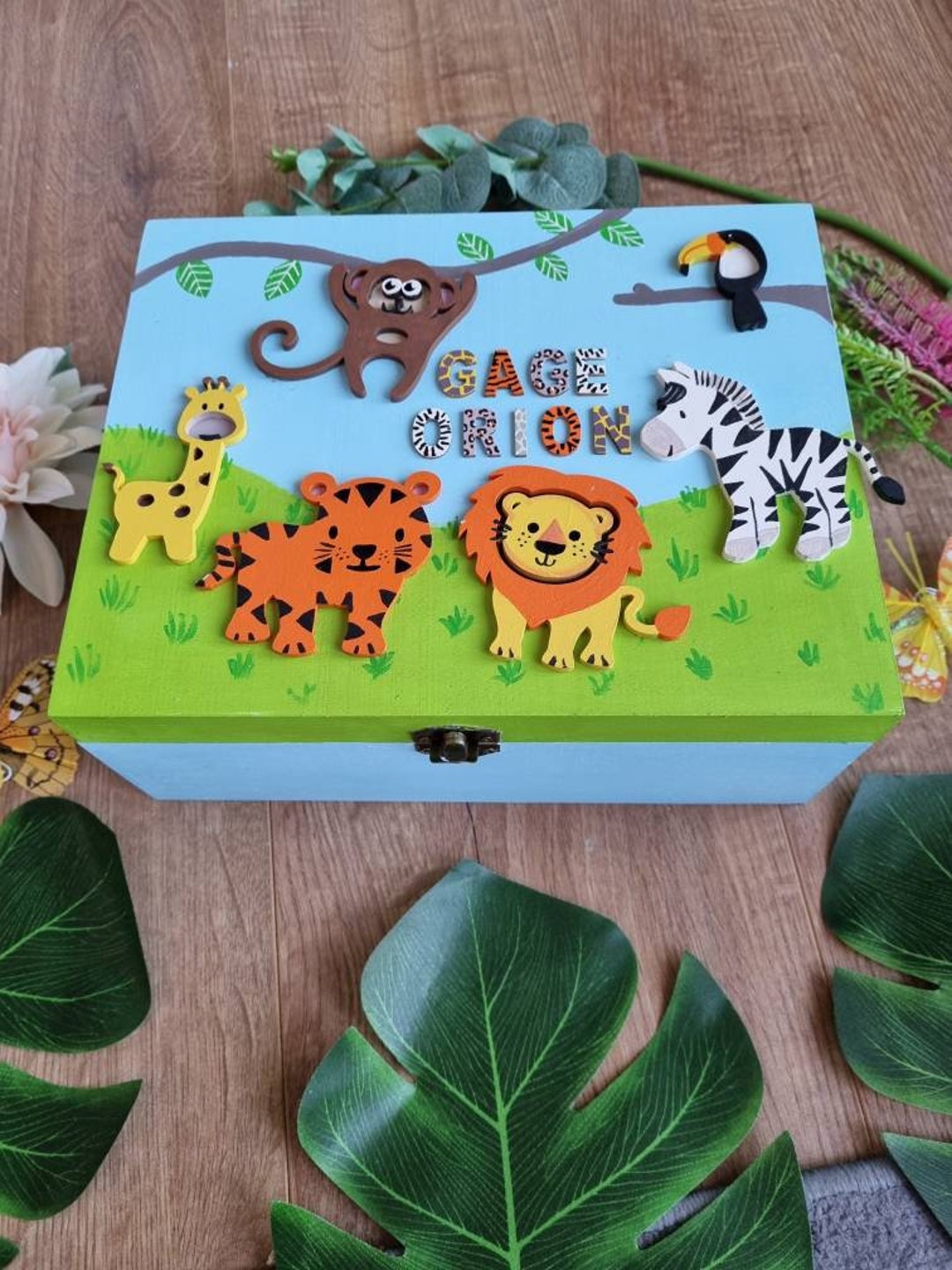 Safari Memory Box Handmade Personalised Wooden Safari Keepsake Box New ...