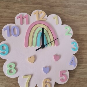 Rainbow Flower Clock Personalised Pastel Rainbow Clock - Etsy