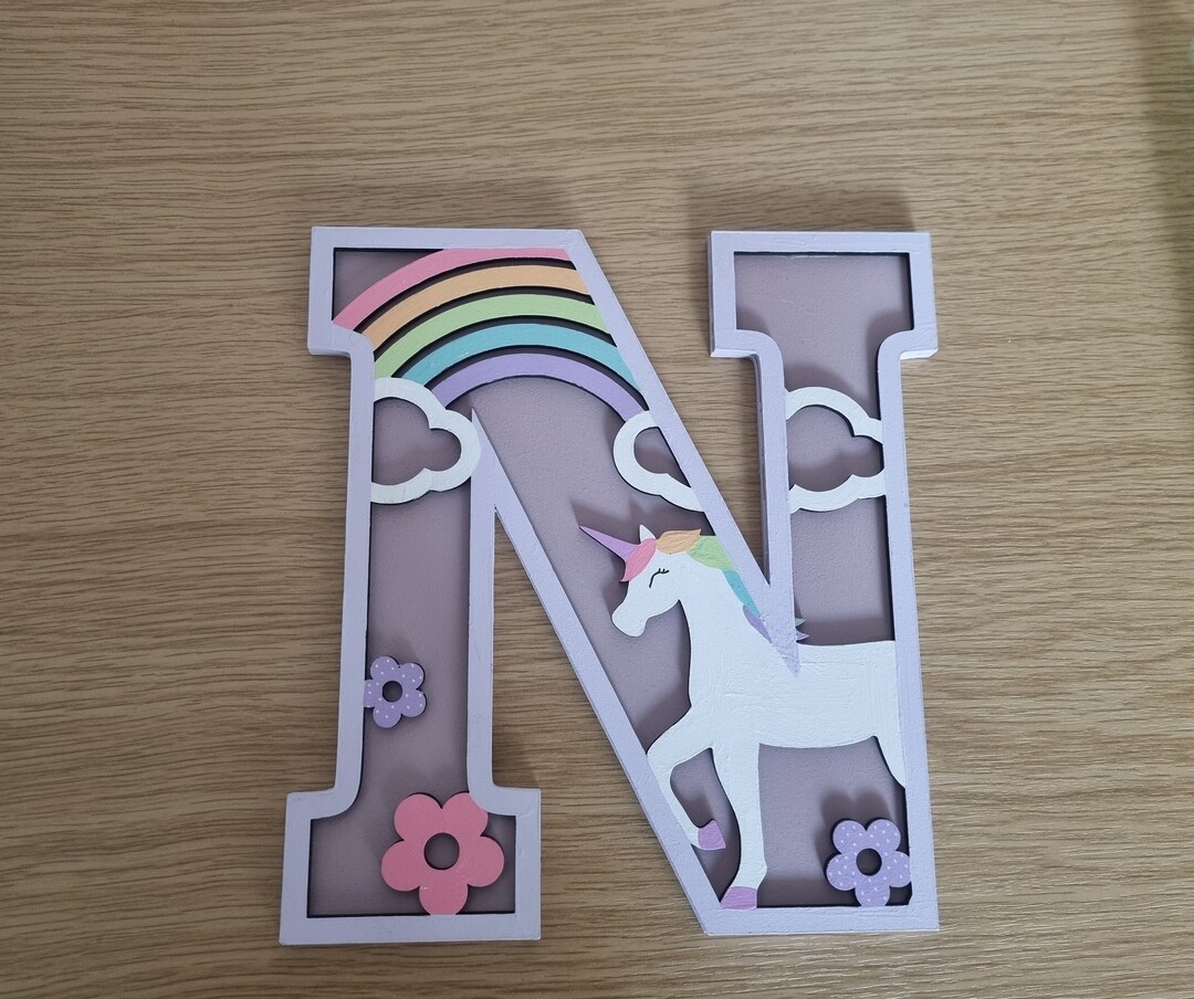 Personalised Unicorn Themed Wall Letters for Children's Room - Etsy
