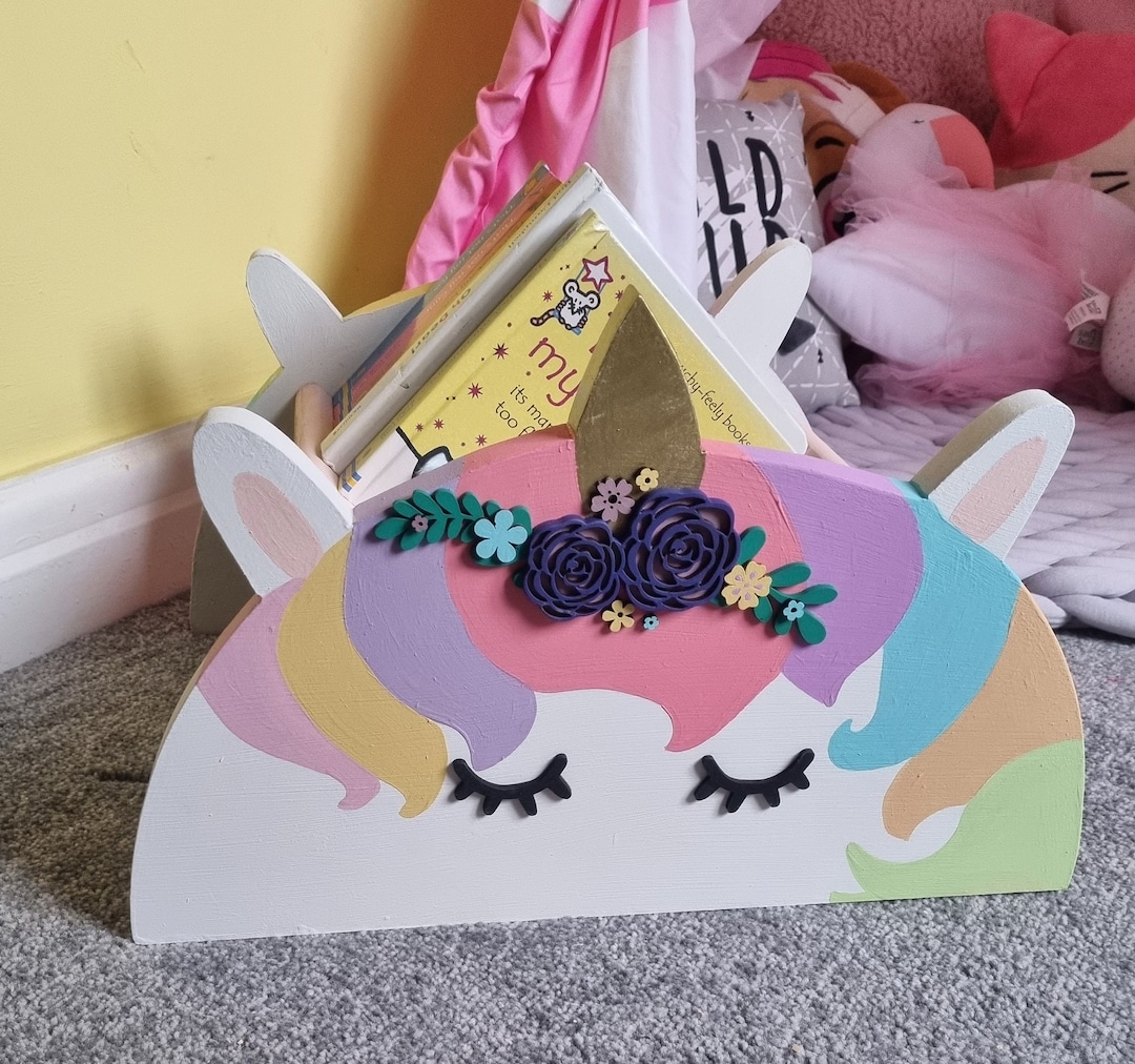 Montessori Unicorn Bookshelf Handmade Unicorn Bookcase Montessori Book ...