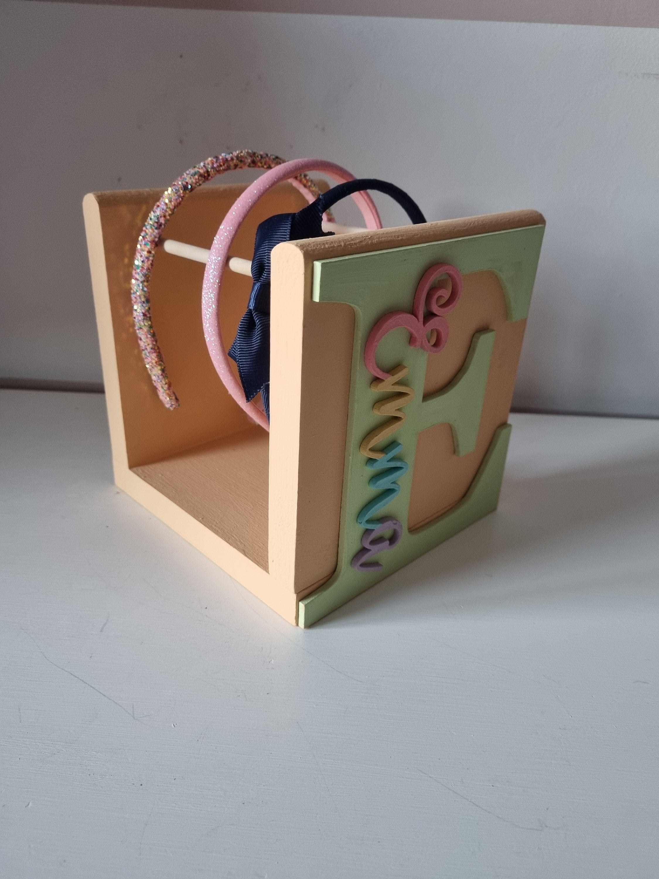 Personalised Headband Holder: Handmade Wooden Kids Accessory Organiser ...
