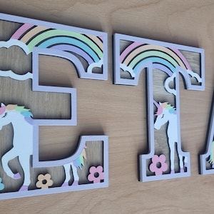 Personalised Unicorn Themed Wall Letters for Children's Room - Etsy